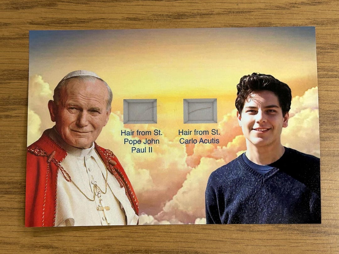 Pope John Paul II & Carlo Acutis Relic Hair Strand Photo - Etsy