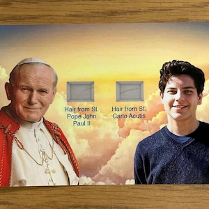 Pope John Paul II and Carlo Acutis Hair Strand Relic Piece Photo ...