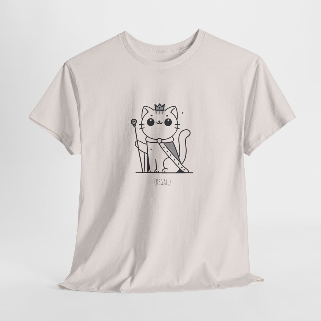Regal Cat Cartoon T-shirt, Funny Cat Shirt, Cat Lover Gift, Cute Cat T ...