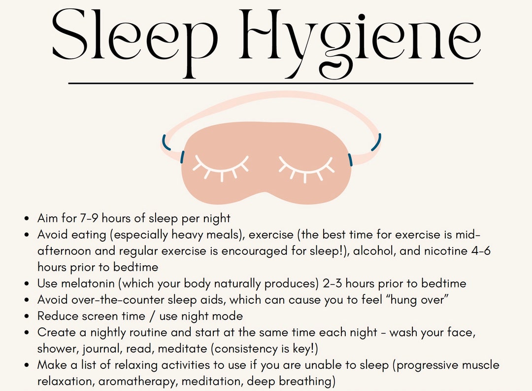 Sleep Hygiene Handout - Etsy