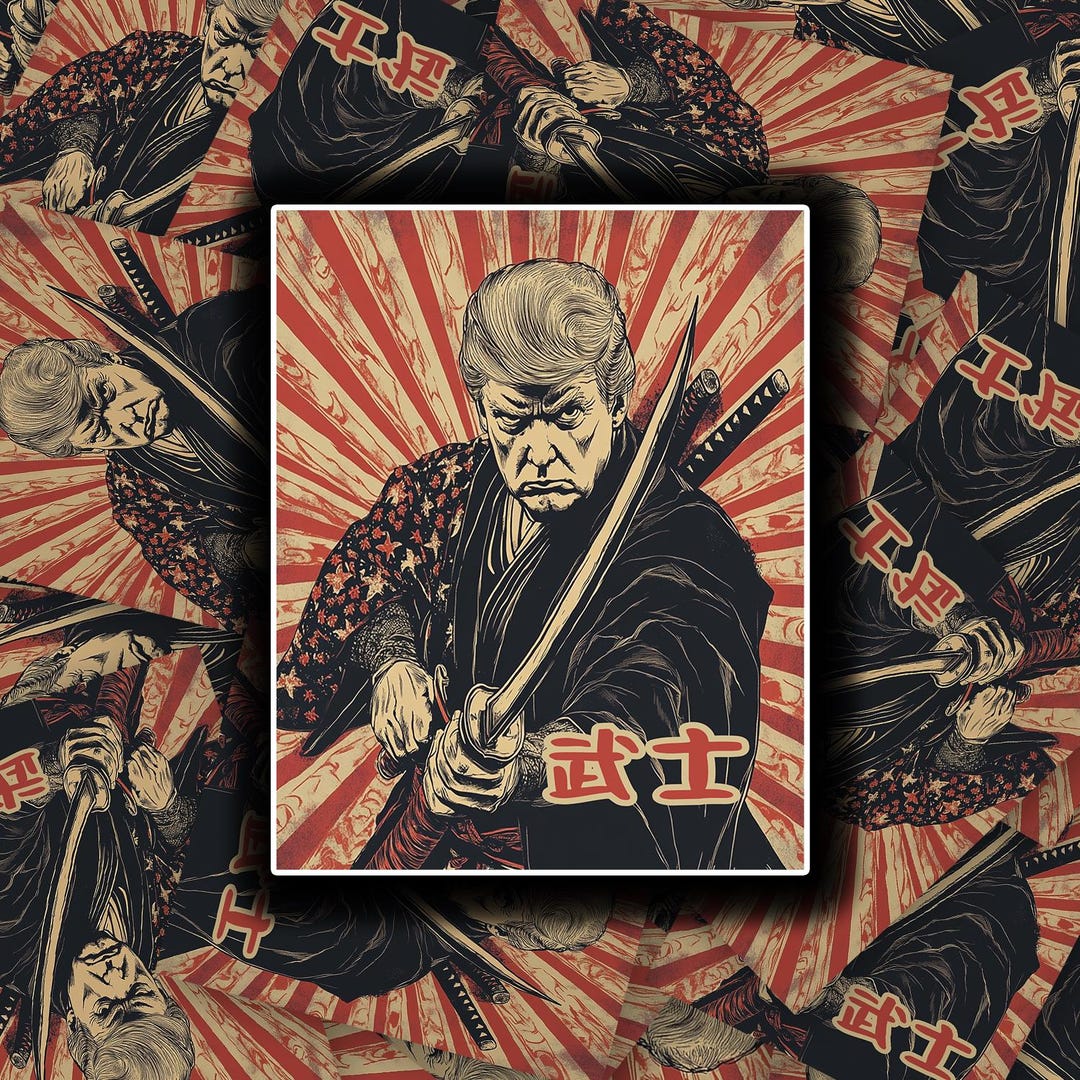 Trump Samurai Sticker Funny Parody Donald Trump Stickers, Political ...
