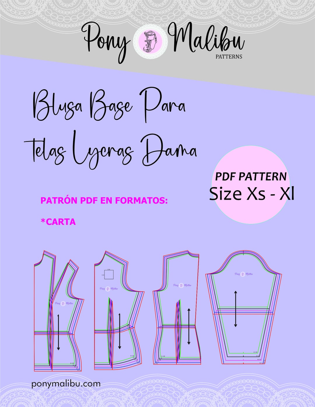 BASIC BLOUSE TEMPLATES for Elastic or Elongated Fabrics Sewing Patterns ...