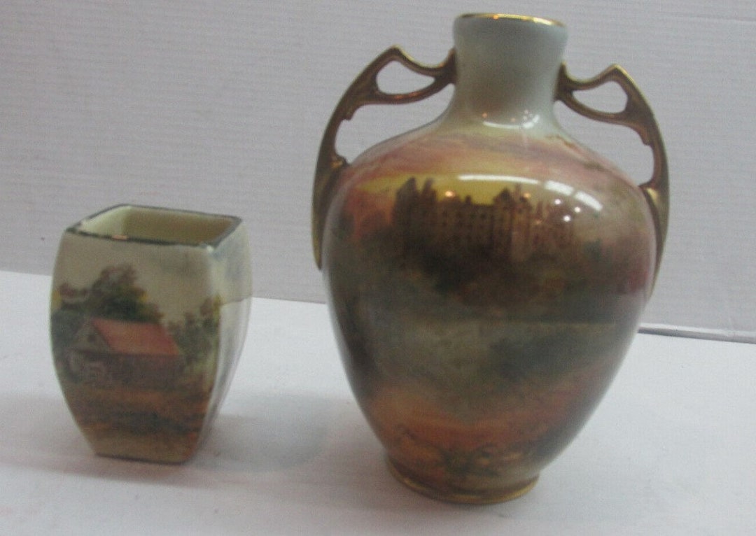 Two Unique Hand Painted Royal Doulton Vases C1900 HB8065E7239 ...