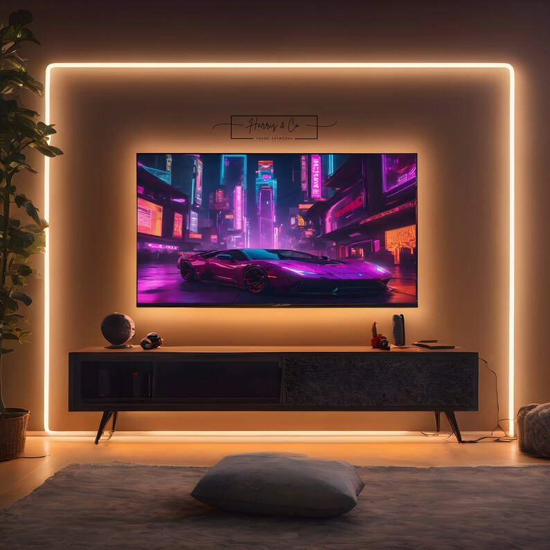 5 X Samsung Frame TV Digital Artwork Cyberpunk Inspired Modern Living ...