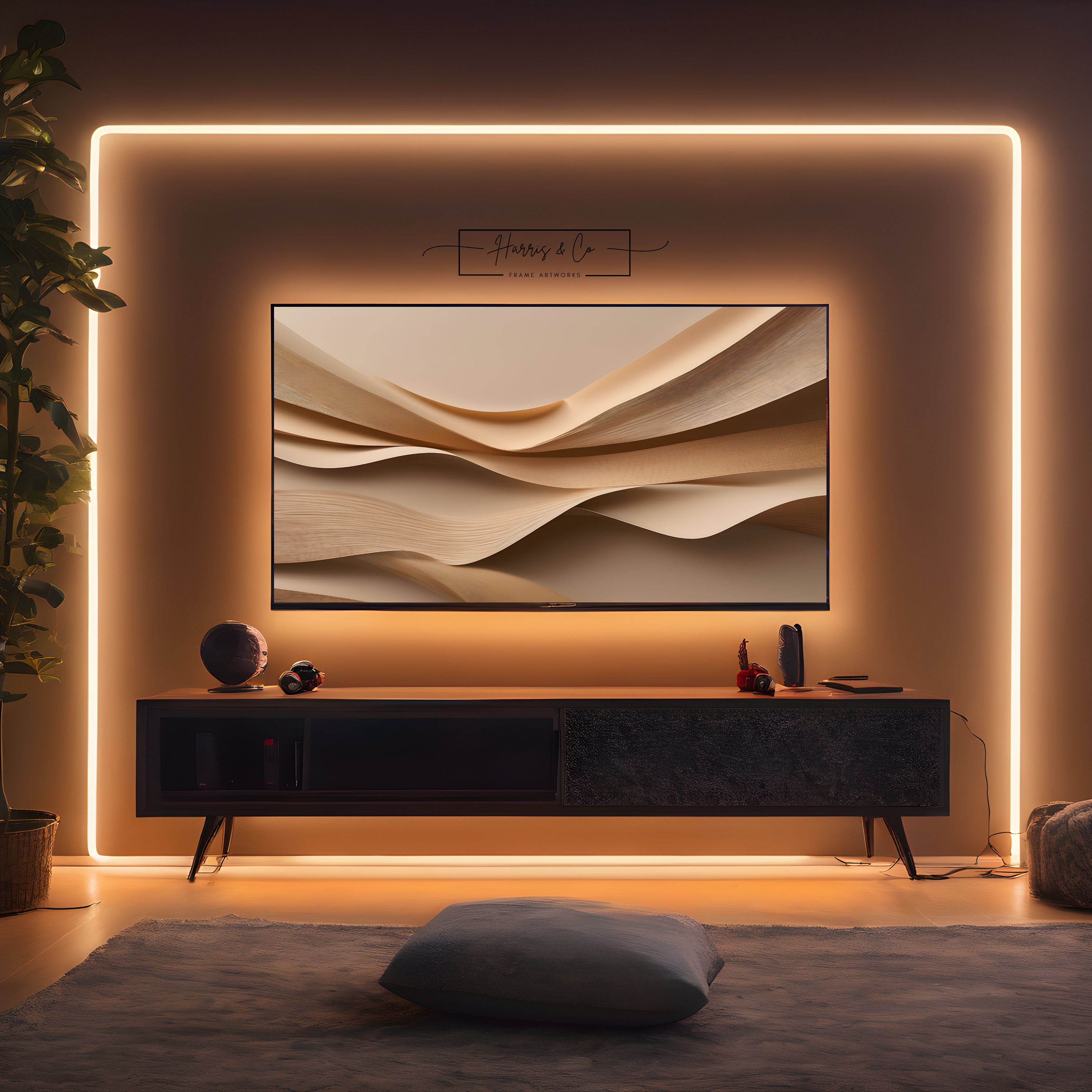 5 X Samsung Frame TV Digital Artwork Neutral Modern Abstract Impasto ...