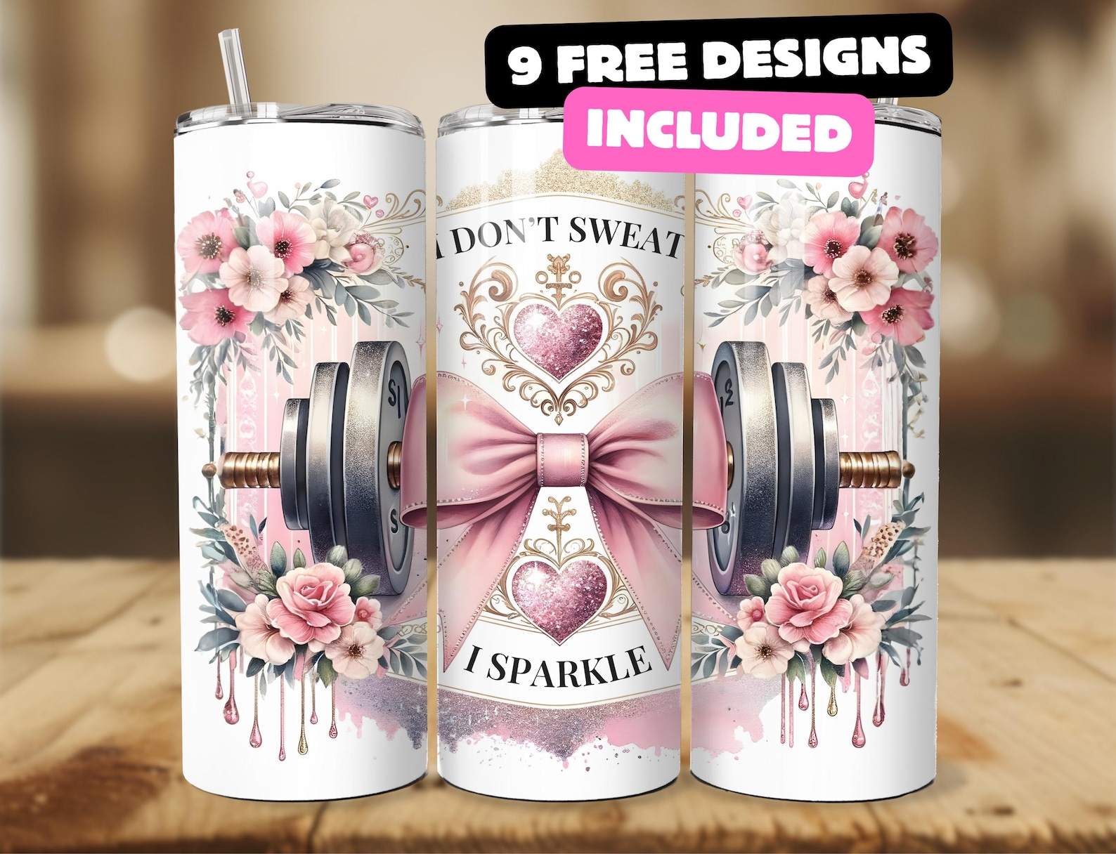 I Don’t Sweat, I Sparkle 20oz Skinny Tumbler Wrap | Girly Gym ...