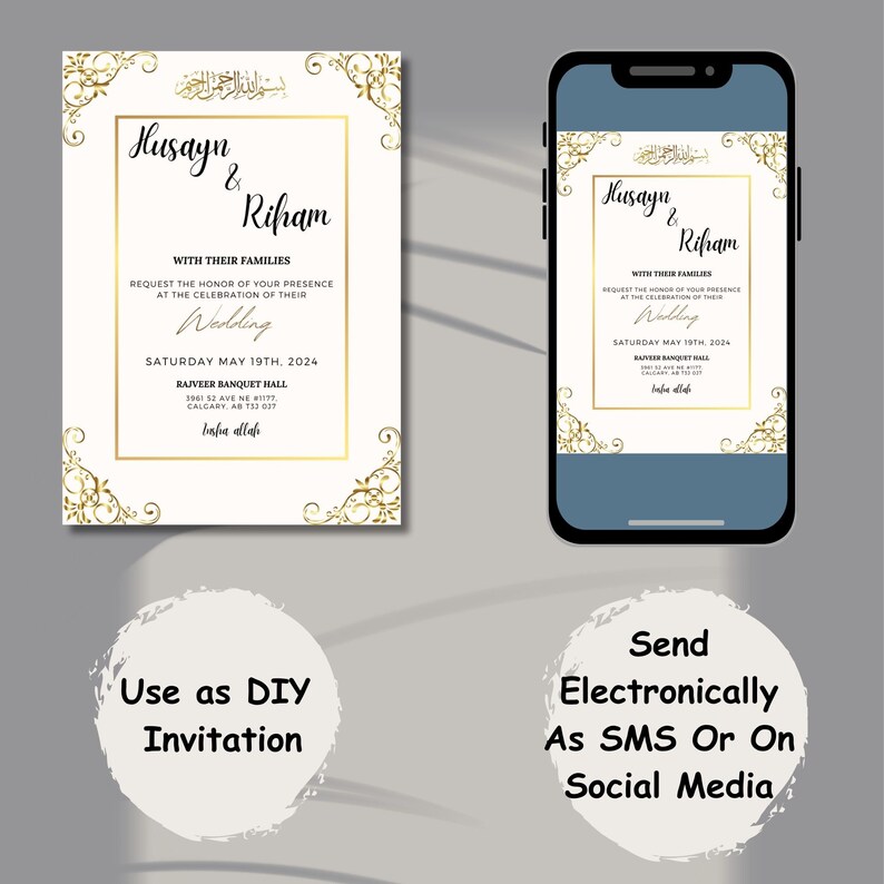 Editable Muslim Wedding Invitation Nikkah Invitation Shaadi, Walima ...