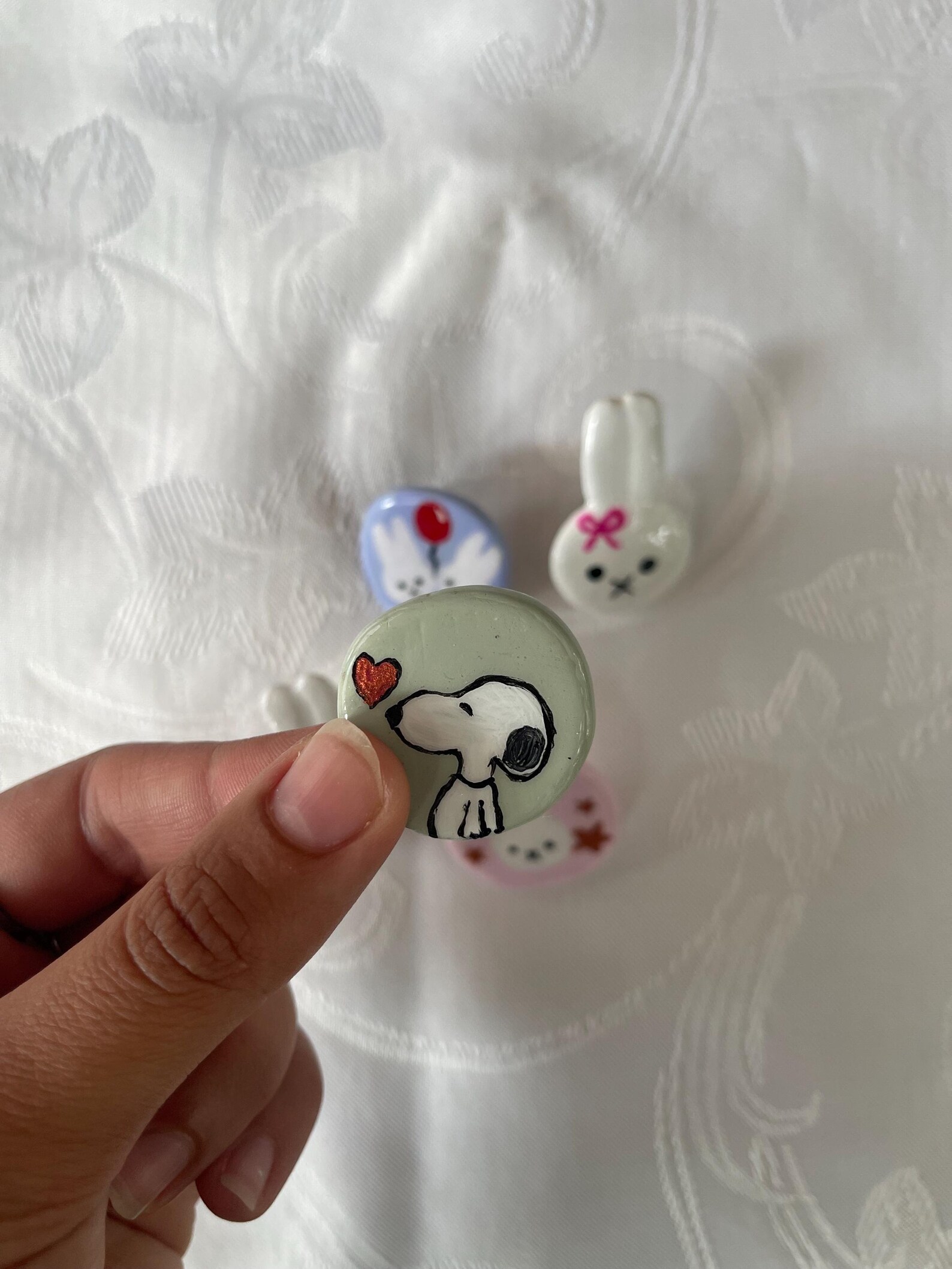 Handmade Miffy Pin, Snoopy Pin, Miffy Charm, Ceramic Pin, Cute Clay Pin ...