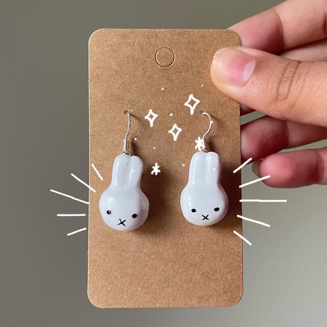 Handmade Miffy Earrings, Miffy Jewelry, Miffy Charm, Miffy, Gift for ...