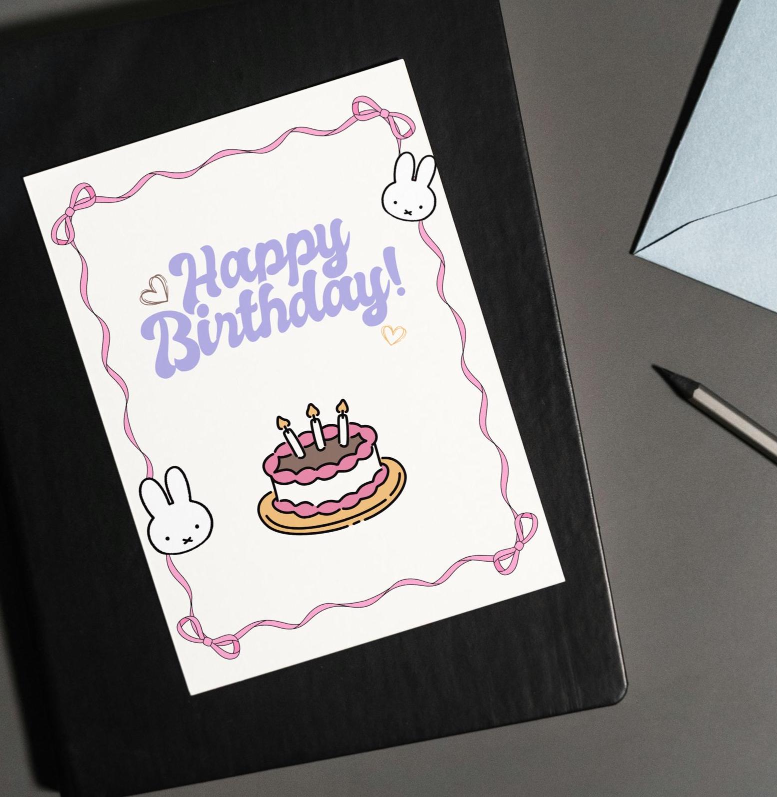 Custom Miffy Birthday Card, Miffy Birthday, Coquette Birthday Card ...