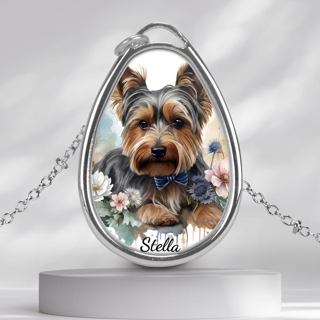 Yorkshire Terrier Necklace Pendant - Personalized Black & Gold Yorkie ...