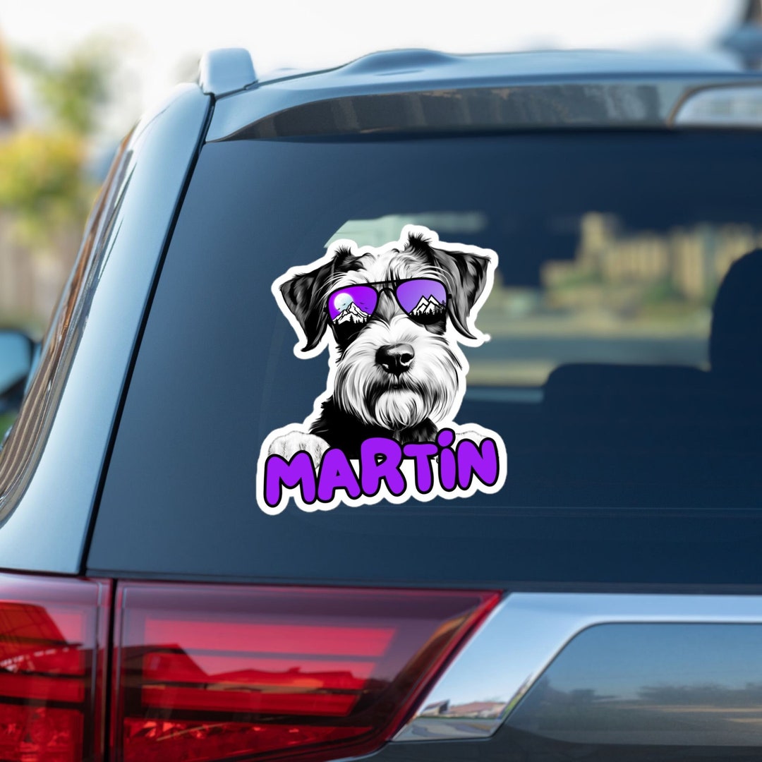 Custom Schnauzer Car Window Decal, Peeking Schnauzer Head Vinyl ...