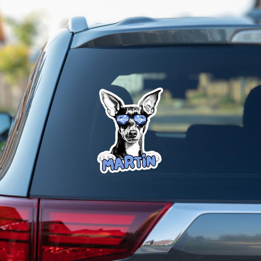 Miniature Pinscher Car Window Decal, Peeking Mini Pinscher Dog Head ...