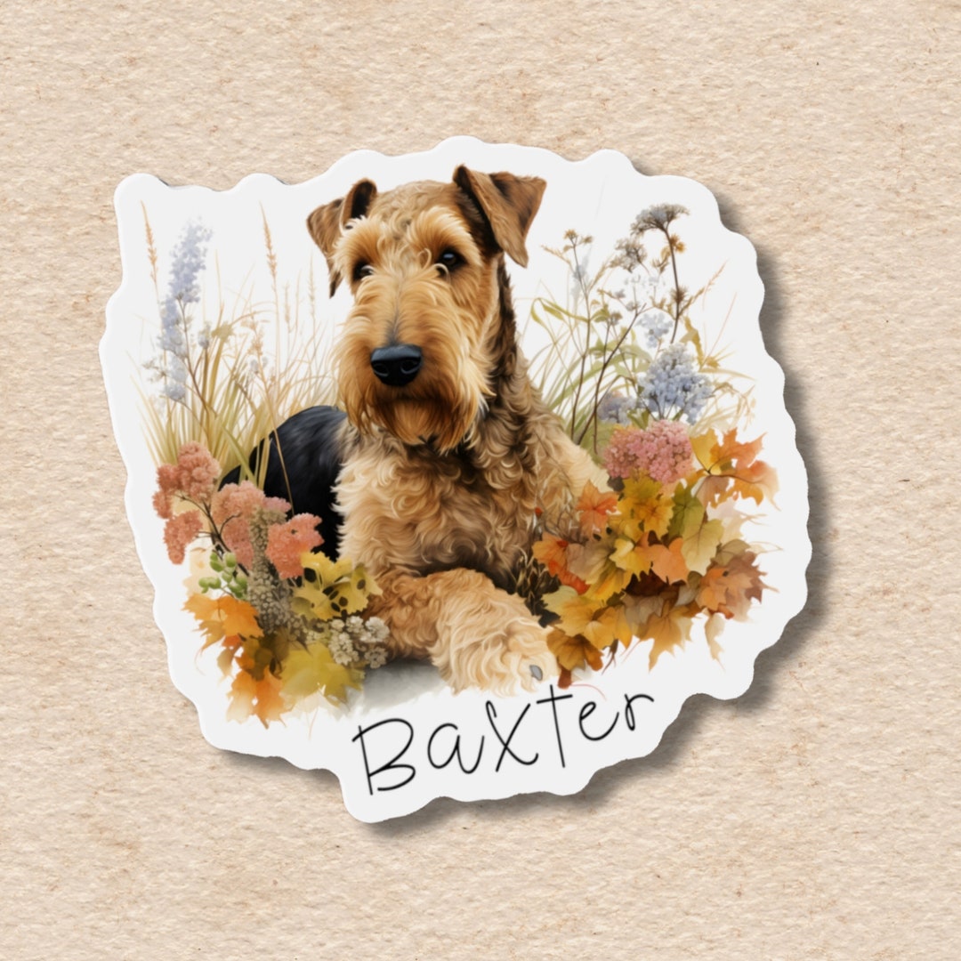 Personalized Airedale Terrier Magnet & Sticker: Floral Dog Memorial - Etsy