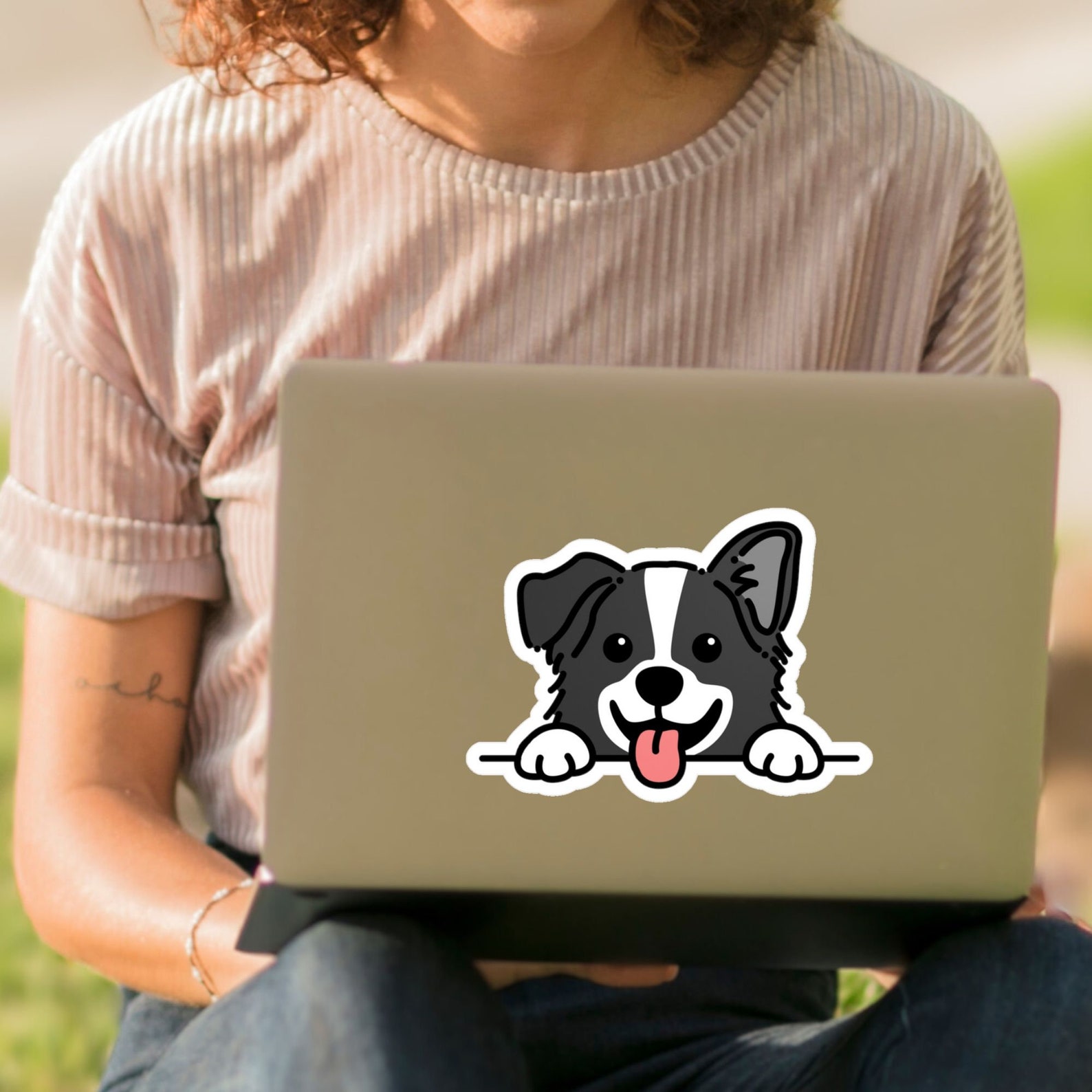 Cute Border Collie Car Window Decal, Peeking Border Collie Head Face ...