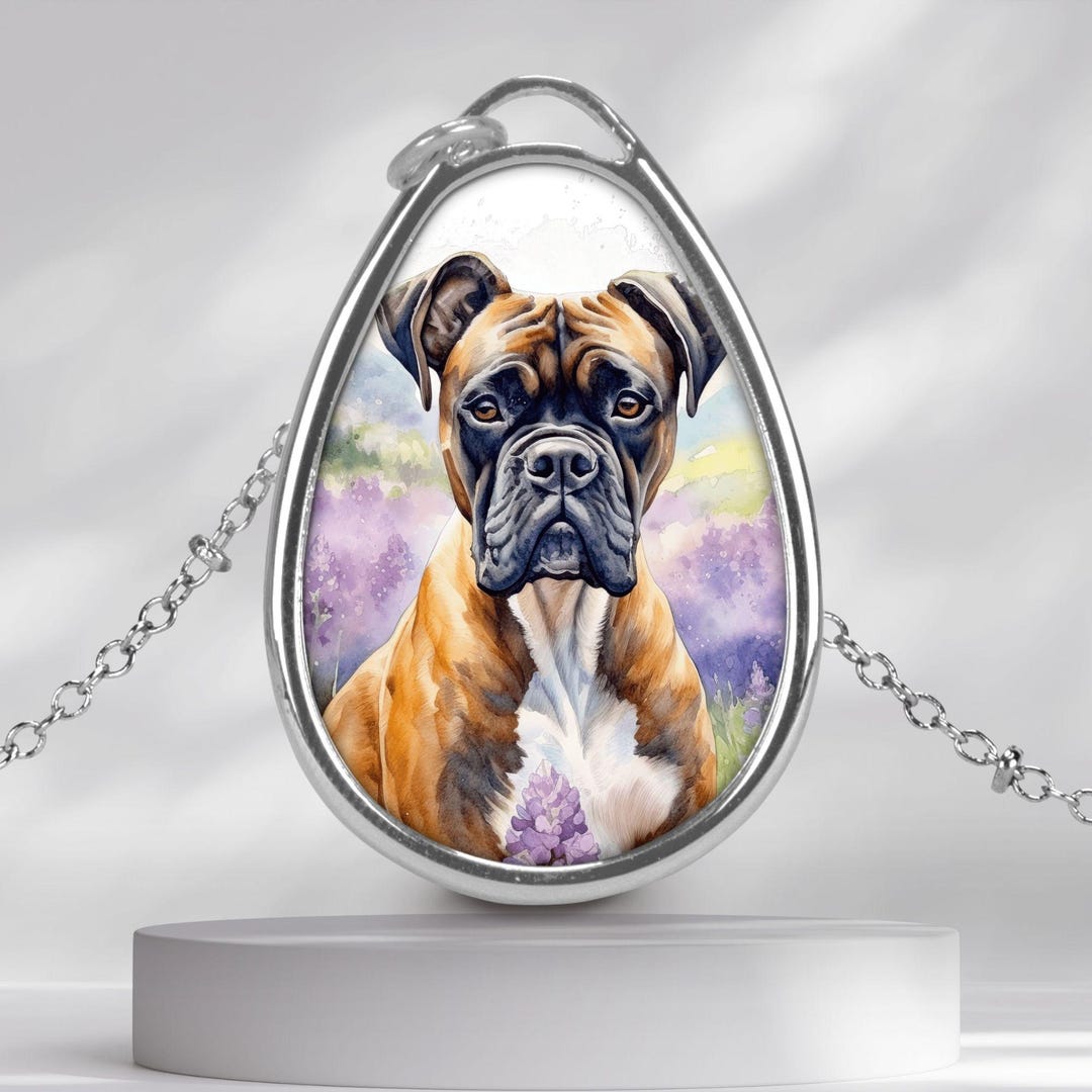 Red Boxer Necklace Pendant - Personalized Dog Name Jewelry - Pet ...