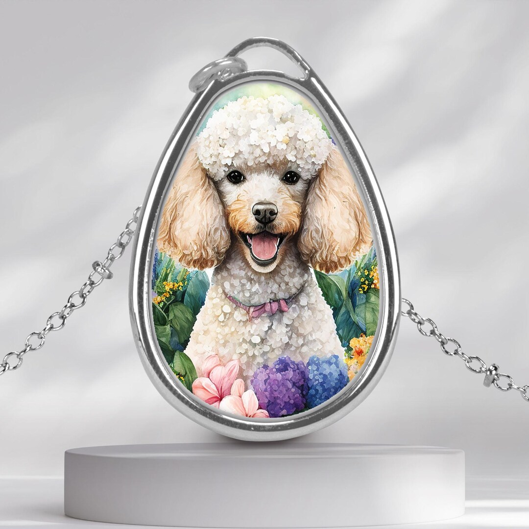 Cream Poodle Necklace Pendant - Personalized Dog Name Jewelry - Etsy