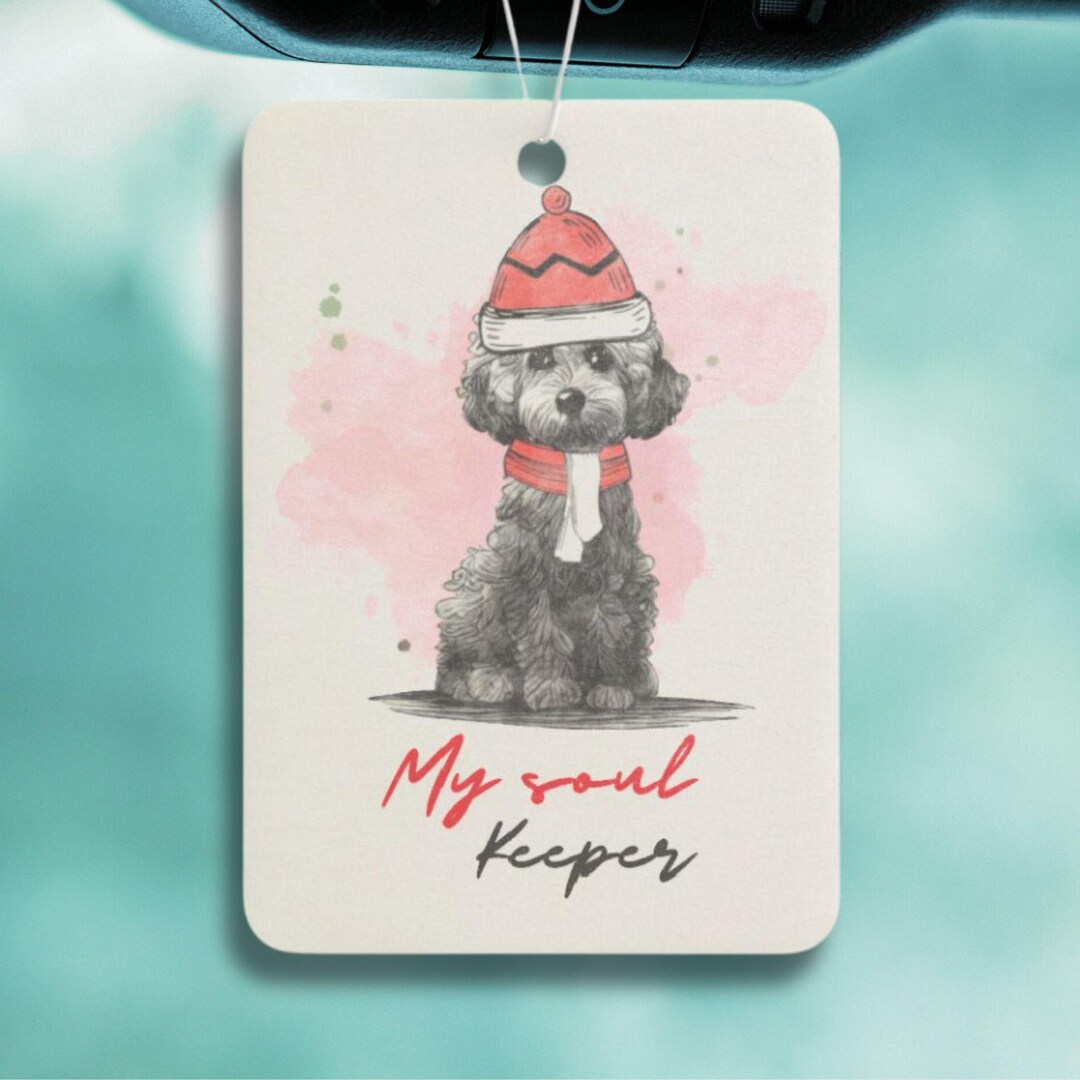 Toy Poodle Car Air Freshener Hanging, Watercolor Decor Art, Winter Cute ...