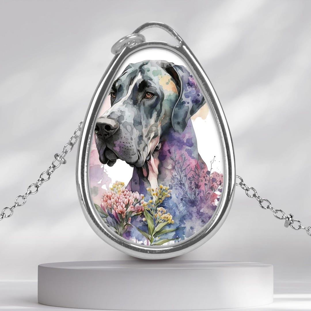 Great Dane Personalized 1.5x1 in Oval Pendant on 20.47 in Chain ...