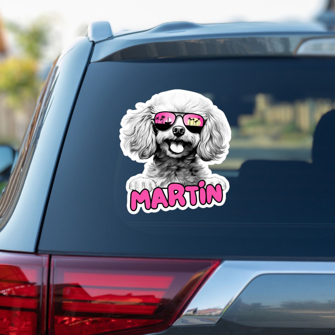 Toy Poodle Car Decal: Waterproof Vinyl Sticker With Sunglasses ...