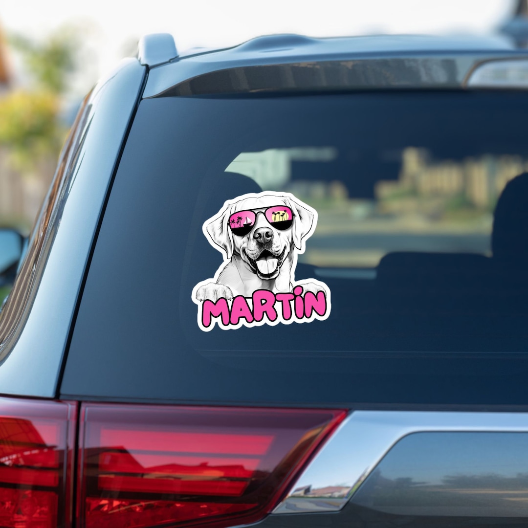 Labrador Retriever Car Decal: Peeking Dog With Sunglasses Watercolor ...