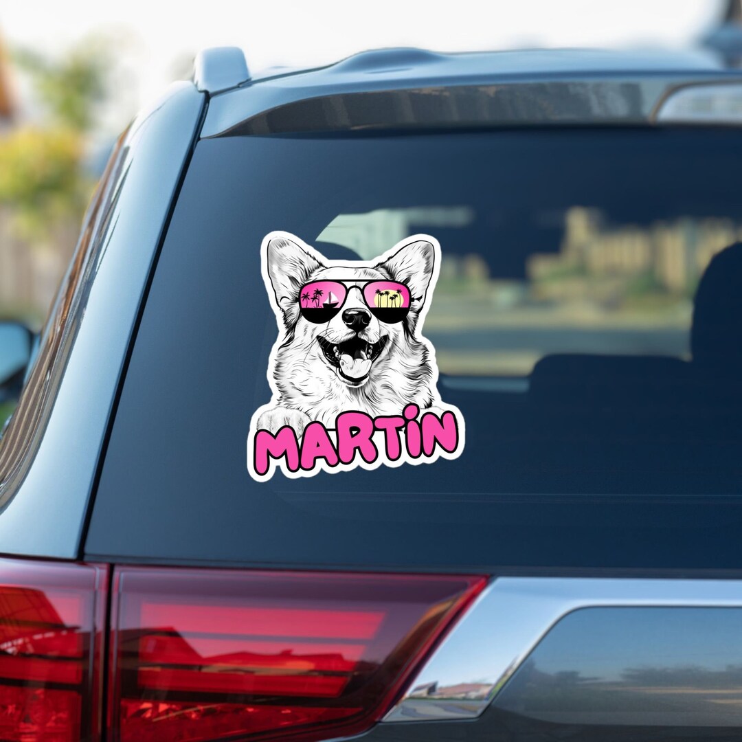 Custom Corgi Car Window Decal, Peeking Corgi Head Vinyl Waterproof ...