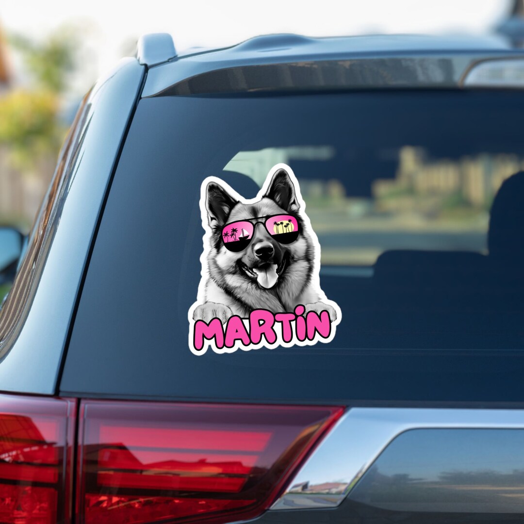 Custom Norwegian Elkhound Car Window Decal, Peeking Pet Head Face Vinyl ...