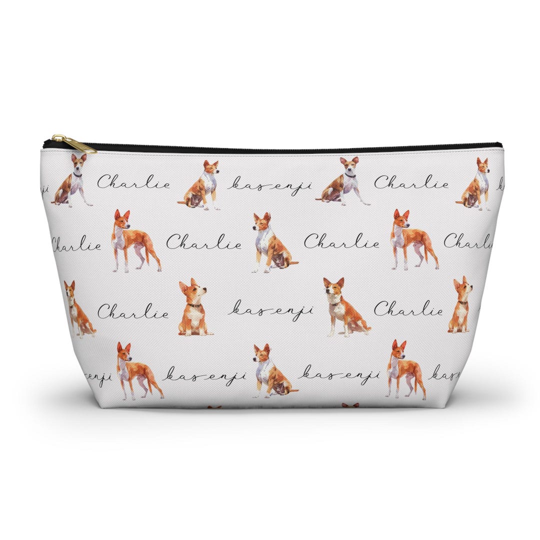 Red Basenji Zipper Pouch: Personalized Cosmetic Travel Bag - Etsy