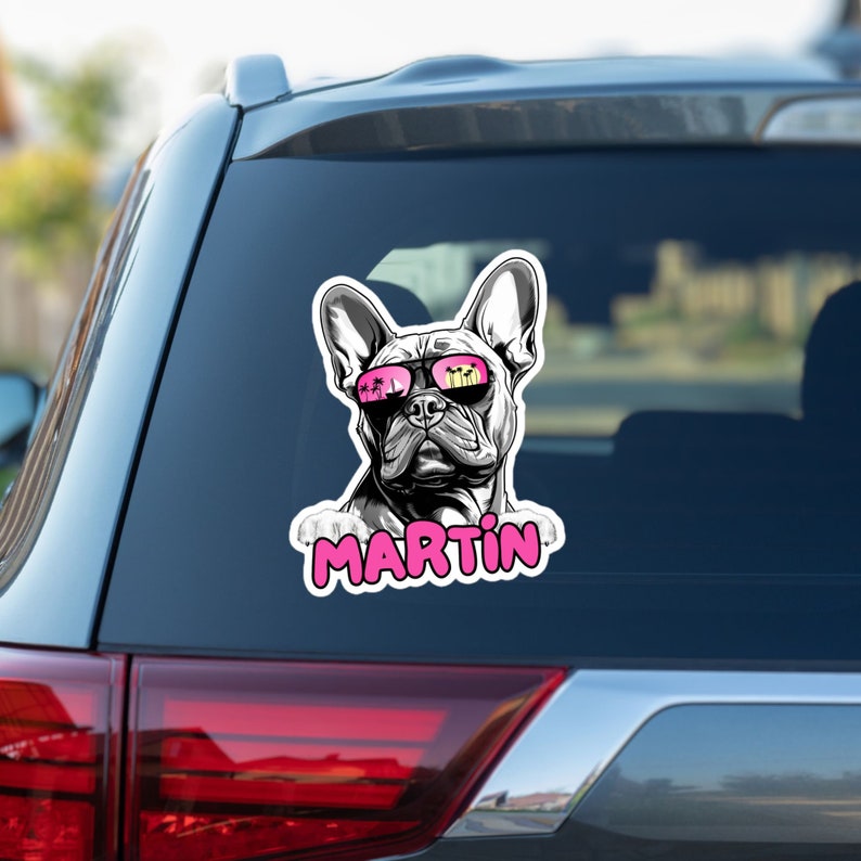 Custom French Bulldog Car Window Decal, Peeking Frenchie Head Face ...