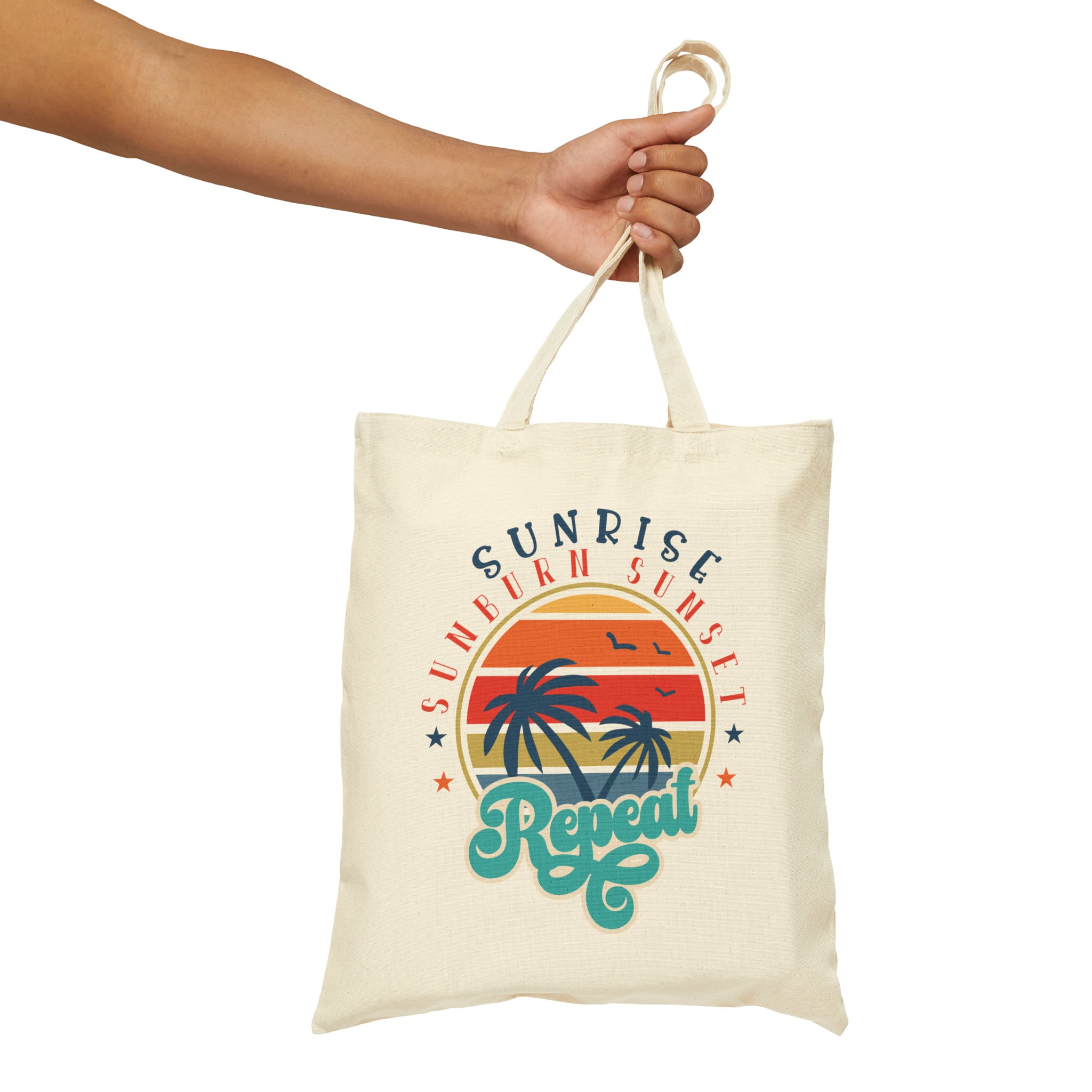 Sunrise Sunburn Sunset Tote Bag Beach Bag Cotton Canvas Tote Bag Double ...
