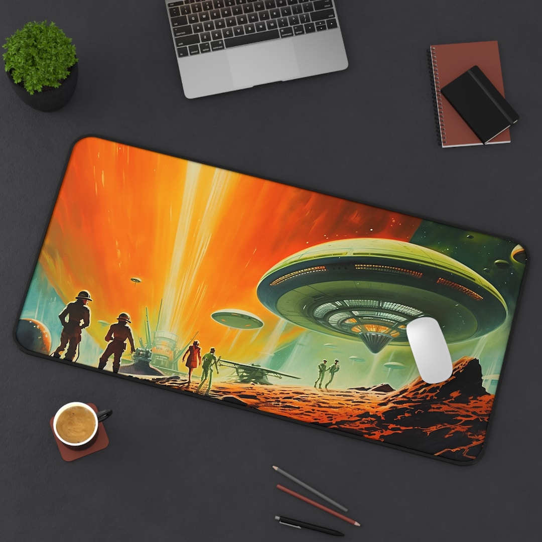 Gaming Deskmat, Alien Invasion Deskmat, Custom Desk Mat, Gaming Desk ...