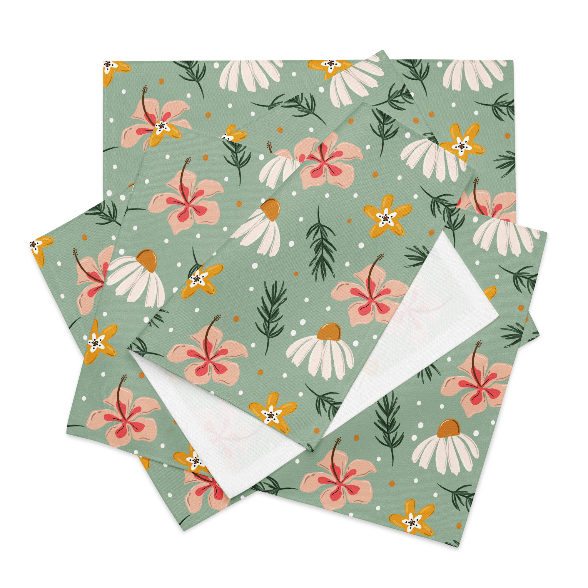 Summer Floral Placemat Set, Floral Placemat Set of 4, Summer Placemats ...