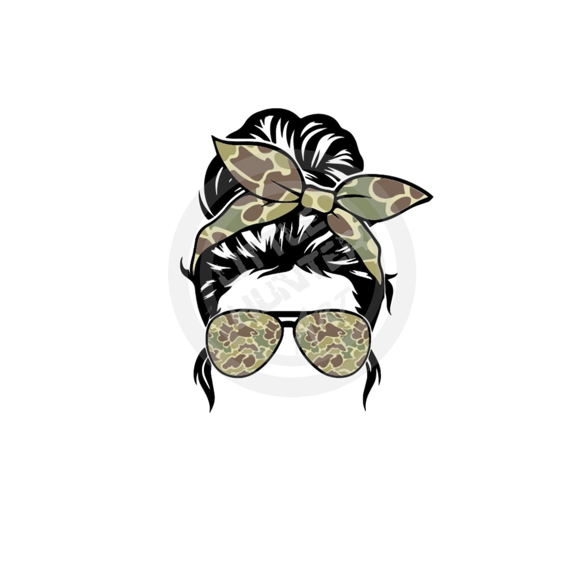 Messy Bun Png, Old School Camo, Deer Hunter Png, Hunting Png, Digital ...