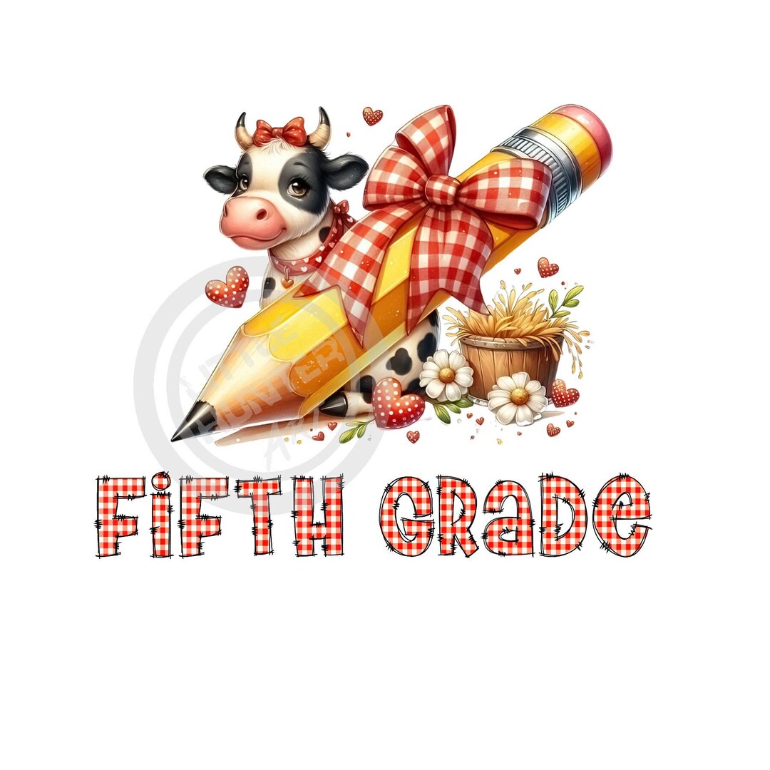 Fifth Grade Cow PNG: Back to School Sublimation Design (digital ...