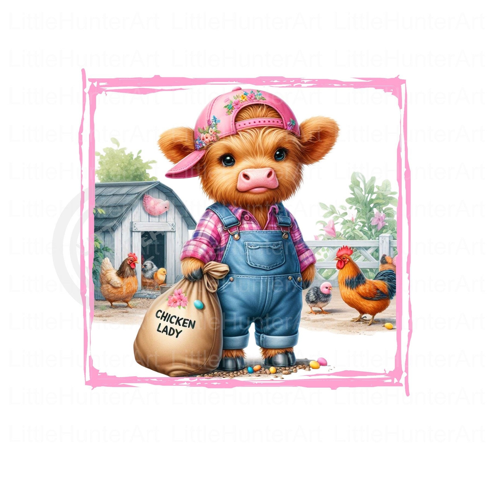 Chicken Lady PNG, Farm Cow Png, Farming Png, Cow Png, Chicken Coop Png ...