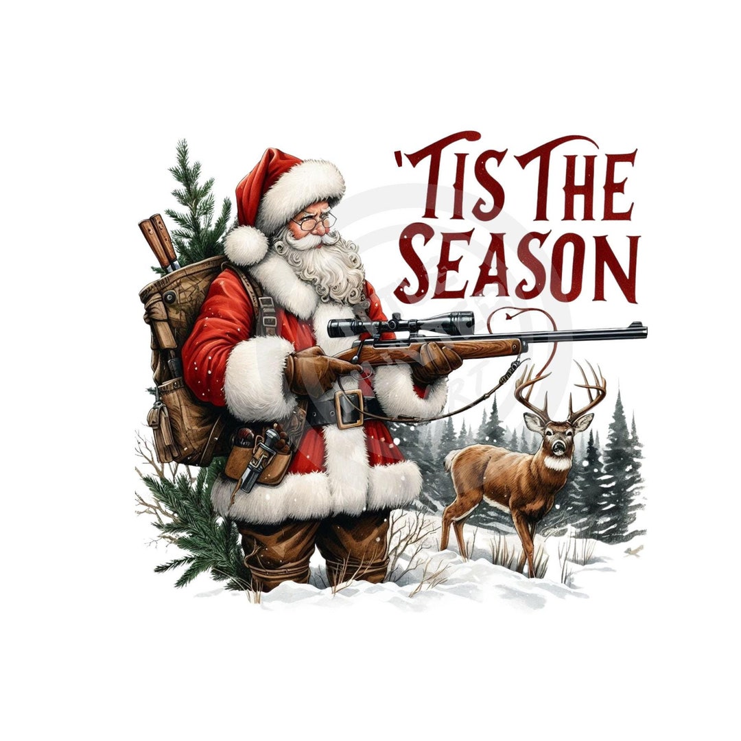 Santa Hunting Deer PNG: Christmas Sublimation Design (digital Download ...