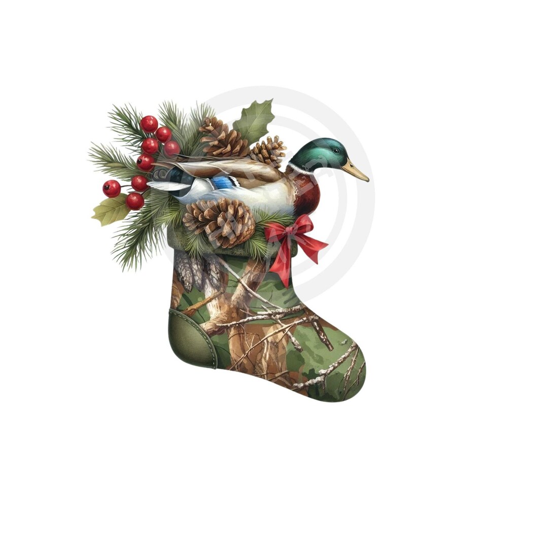 Christmas Duck Stocking Png, Duck Png, Winter Hunting Png, Camo ...