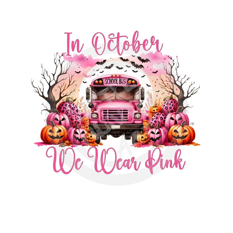 Pink School Bus Breast Cancer Awareness PNG: Halloween Pumpkins ...