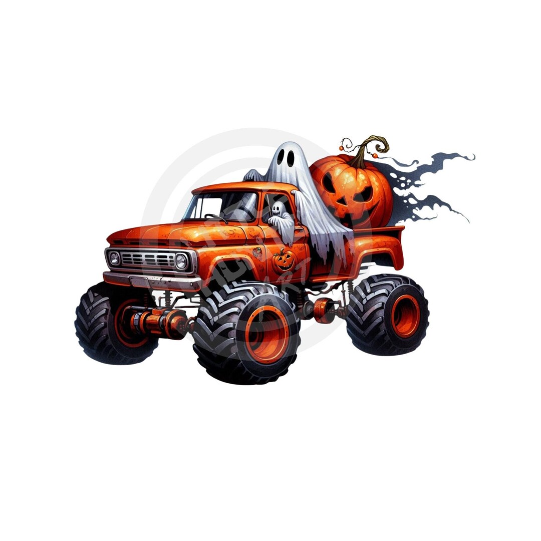 Spooky Halloween Monster Truck PNG: Pumpkin Smasher Graphic (digital ...