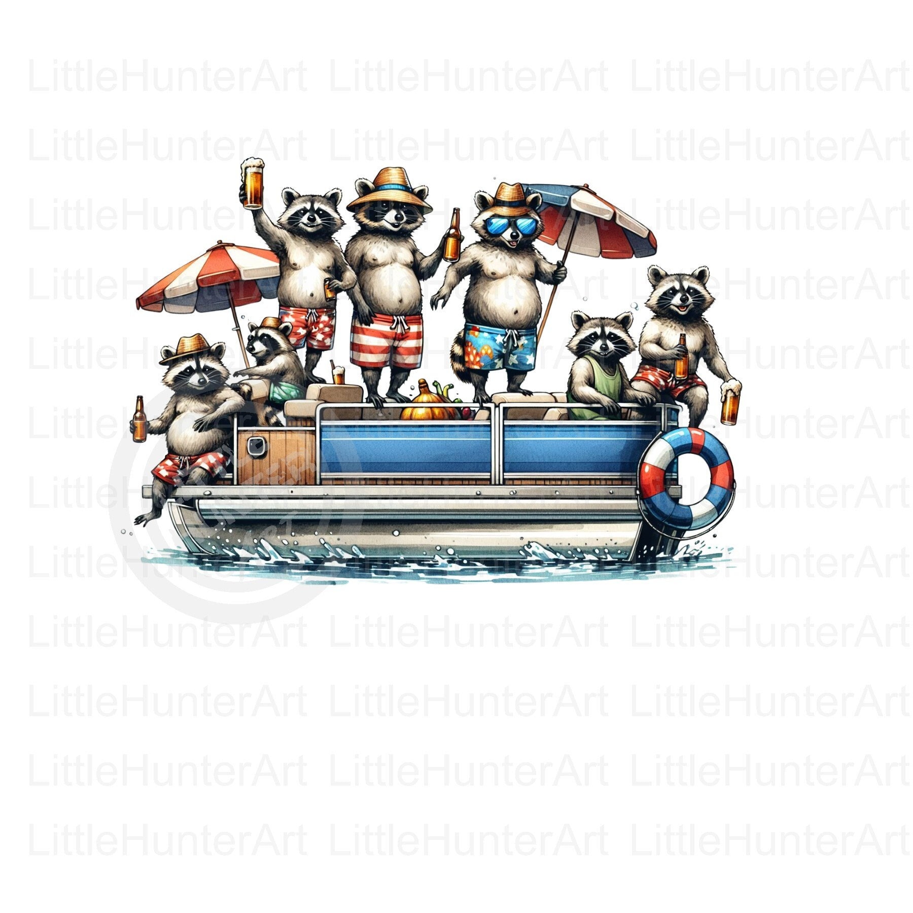 Hillbilly Raccoons PNG: Party Time River Design (digital Download) - Etsy