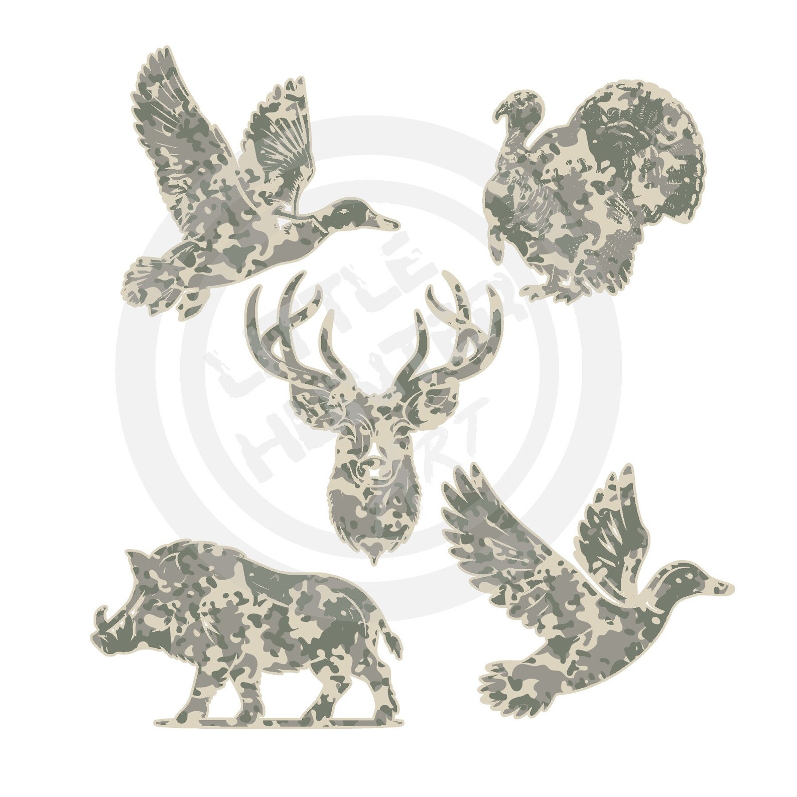 Old School Camo W/ Outline, Deer Png, Wild Boar Png, Duck Png, Turkey ...