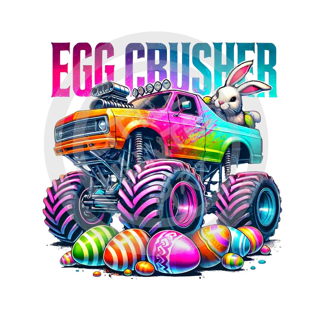 Easter Egg Crusher PNG: Bunny Monster Truck Clipart (digital Download ...