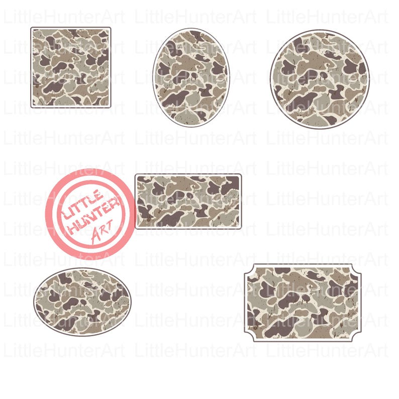 Distressed Retro Camo Patches PNG Bundle: Old School Camouflage Designs ...
