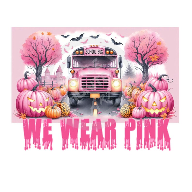 Pink School Bus PNG: Breast Cancer Awareness, Halloween Pumpkins ...