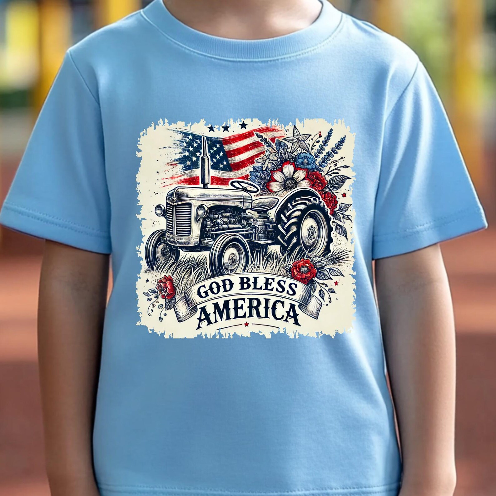 Patriotic Tractor PNG: God Bless America, 4th of July (digital Download ...