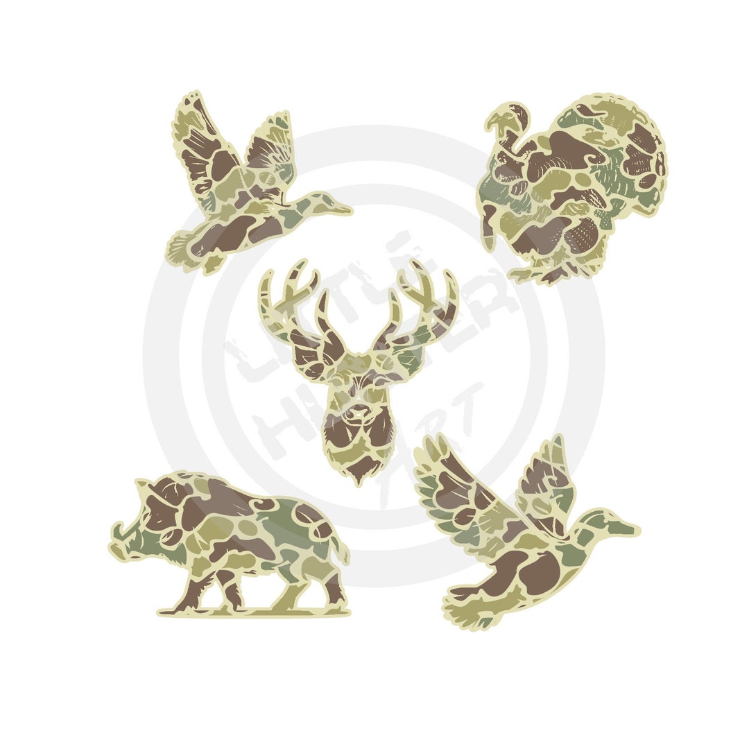 Old School Camo W/ Outline, Deer Png, Wild Boar Png, Duck Png, Turkey ...