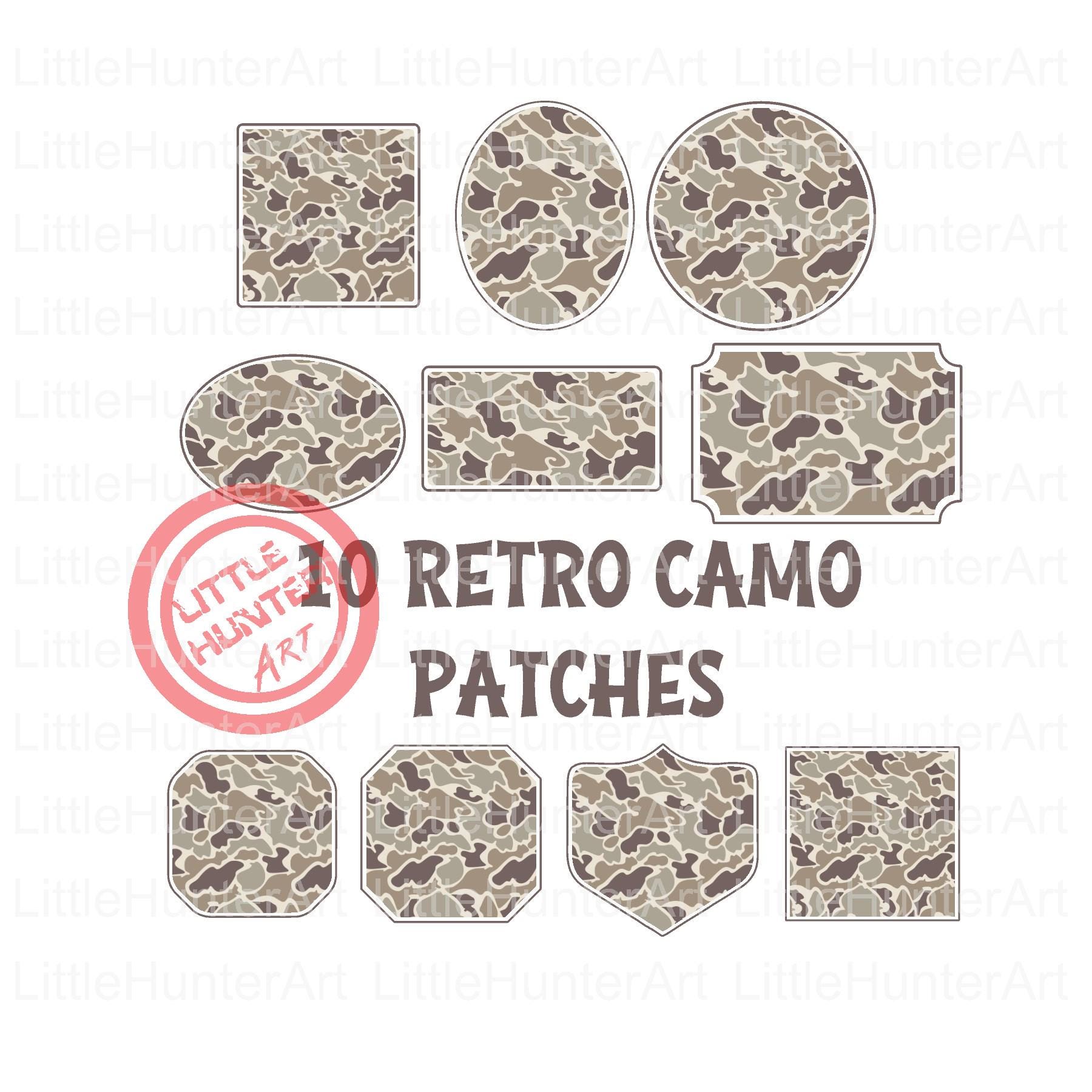 Retro Camo Patches PNG Bundle: Old School Camouflage Designs (digital ...