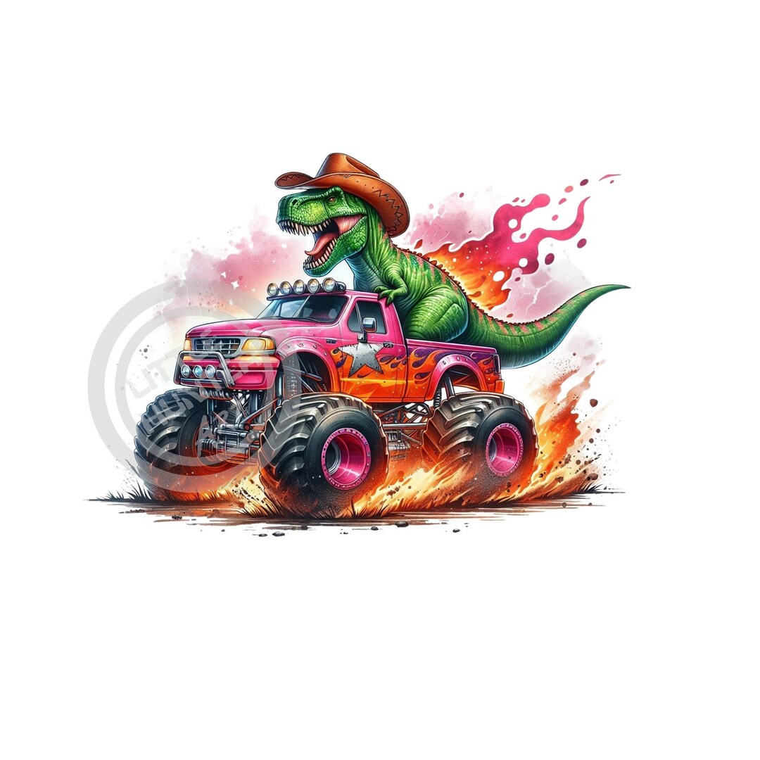 Dinosaur Monster Truck PNG: Digital Art for Sublimation (digital ...