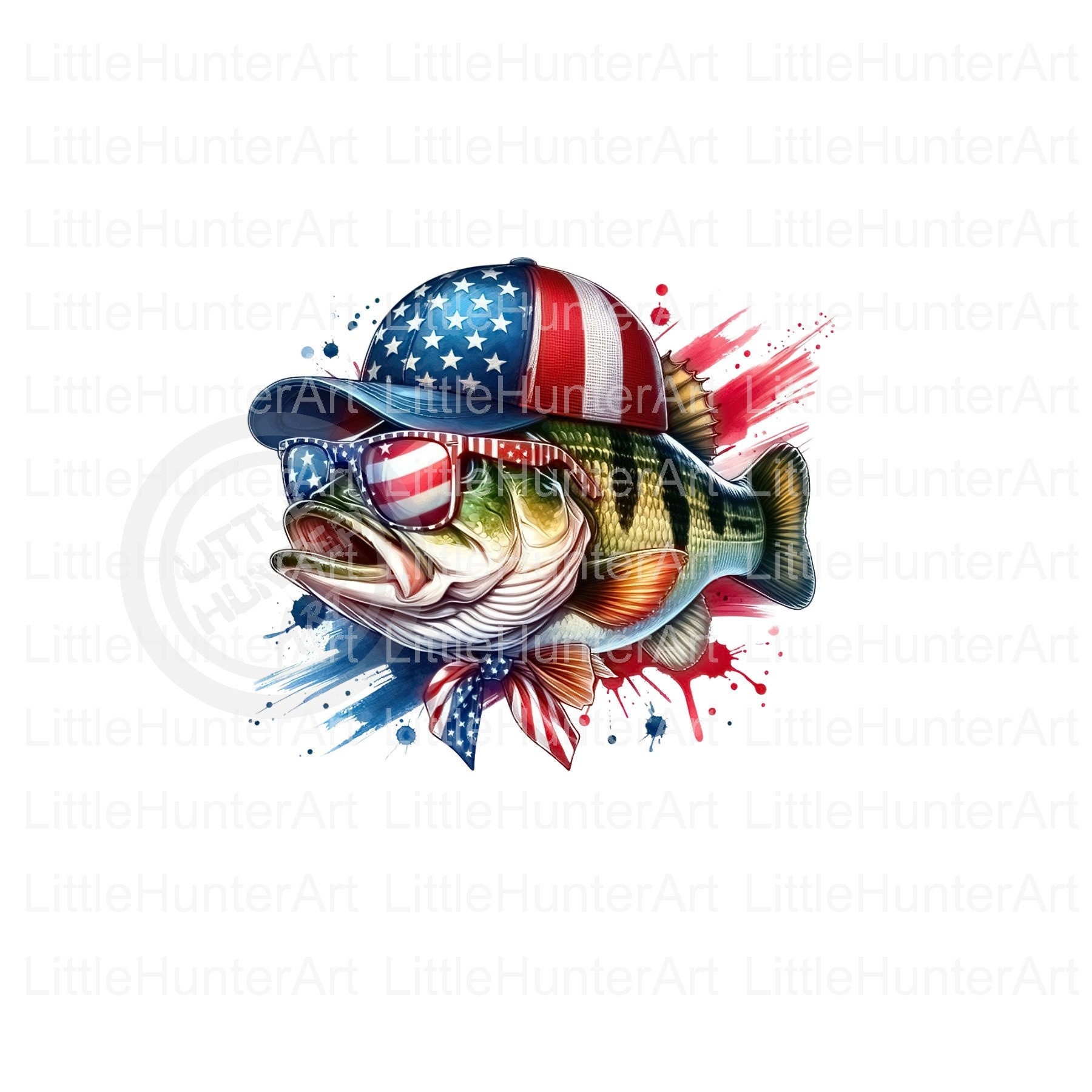 Patriotic Bass Fish Png, Fishing Png, Digital Download, Sublimation ...