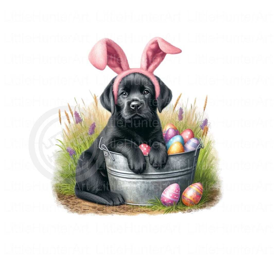 Black Lab Bunny PNG: Easter Puppy Digital Art (digital Download) - Etsy